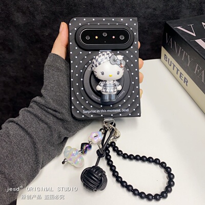 高级感小香风kitty猫支架适用华为puraxmax手机壳典藏版阔折叠iphoneduo新款波漾纹磁吸三星GalaxyZfold8防摔