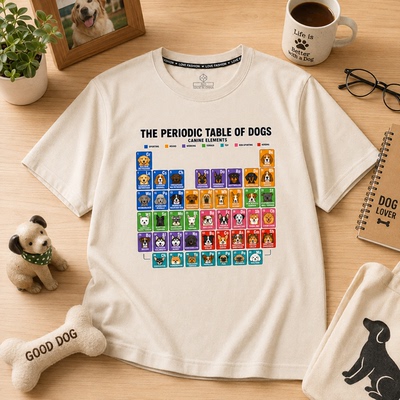 THE PERIODIC TABLE OF DOGS狗狗元素周期表短袖T恤趣味印花学生