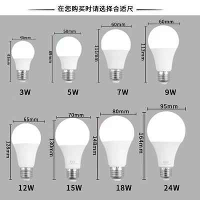 超亮节能细口吊灯螺口客厅螺纹灯泡家用三色变光12.16.20wled灯泡