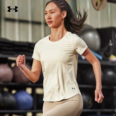 安德玛女子运动健身训练舒适短袖