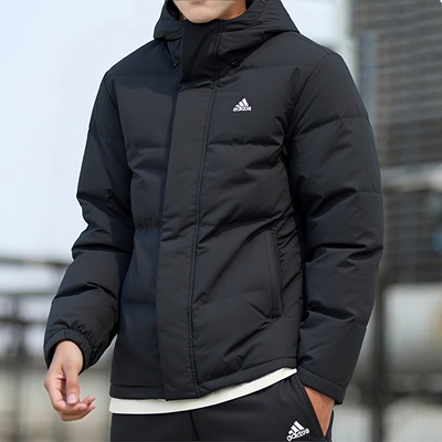 阿迪达斯加厚保暖男子连帽羽绒服