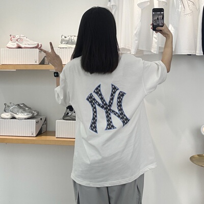 MLB短袖男女老花NY后背大标T恤