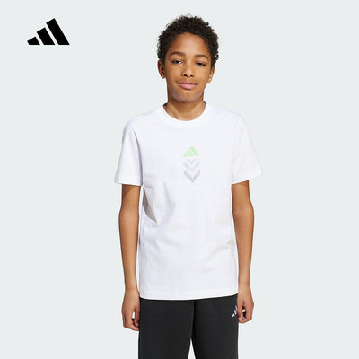 阿迪达斯大童休闲针织运动短袖