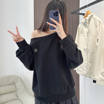 MLB女款NY小标时尚露肩套头卫衣