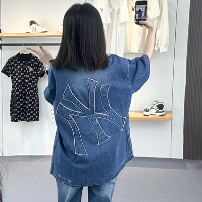 MLB外套男女NY复古大标牛仔夹克