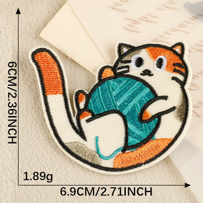 刺绣贴可手缝卡通趣味可爱猫咪patch服装辅料鞋帽熨烫补丁布贴