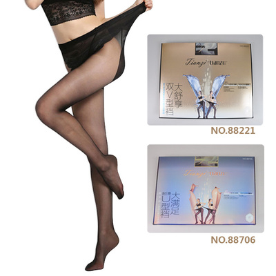 拼6双包邮 天姿3D超薄加肥加大88706连裤袜双V宽体性感丝袜88221
