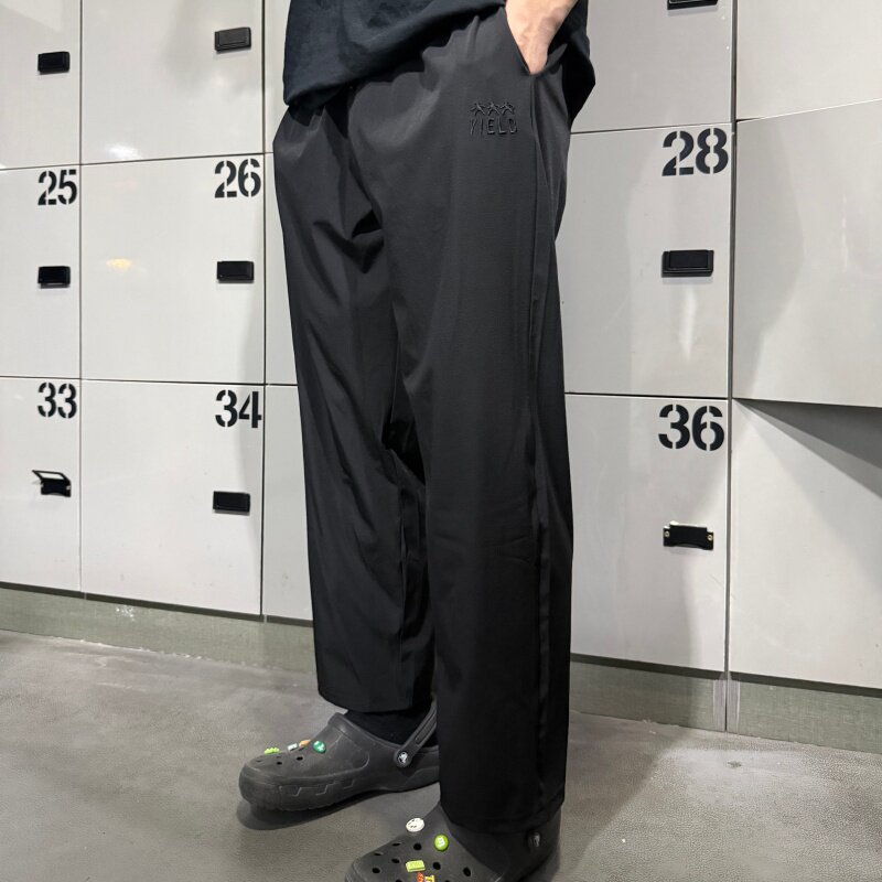ABDP男士纯色直筒长裤大码卫裤美式刺绣宽松薄款梭织休闲运动健身
