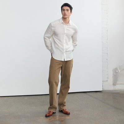 SouthStudio双色棉麻衬衫26春夏新款无性别翻领宽松质感长袖上衣