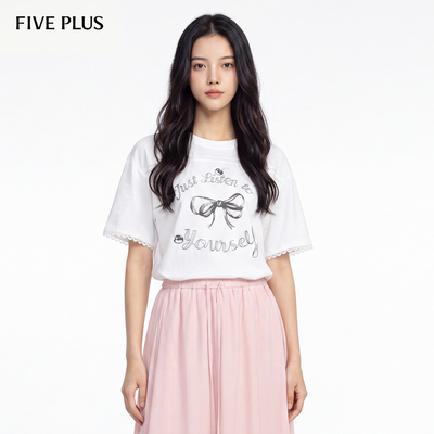FIVEPLUS蝴蝶结印花T恤