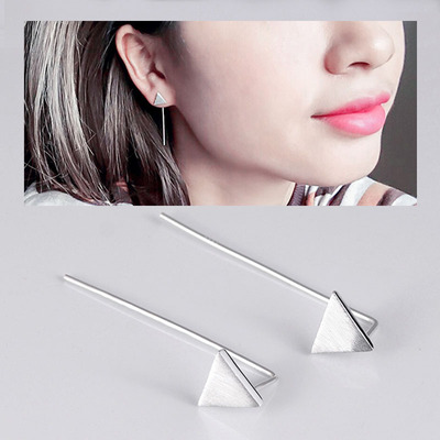纯银长款几何欧美风耳环