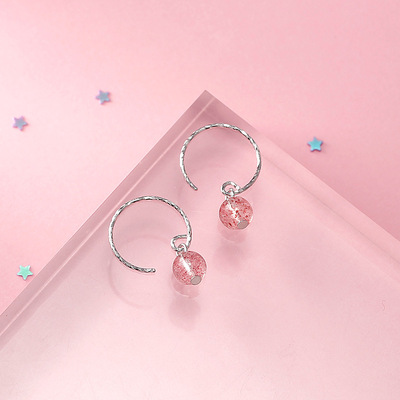 s925纯银耳环天然樱首饰品珠子