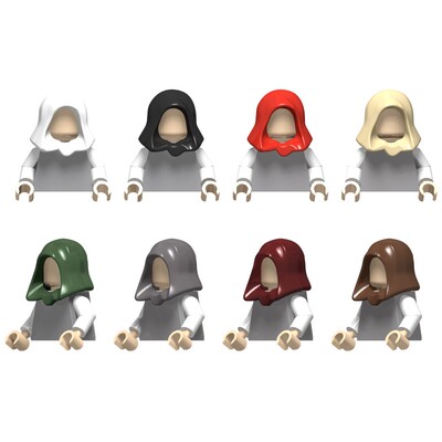 国产小颗粒积木 人仔头发帽子配件 兼容 30381 兜帽 头巾 头套