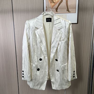 8028撤柜DS休闲新款通勤条纹宽松西装显瘦外套气质西服