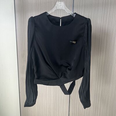 7240品牌剪标设计长袖衬衫法式复古收腰修身2026秋装新款短款衬衣