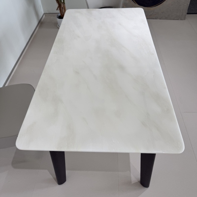 CZ193纯天然大理石长餐桌1.4米奢石米兰白玉长餐台加厚大理石餐桌