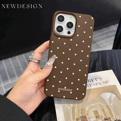 波点深咖色美拉德手机壳