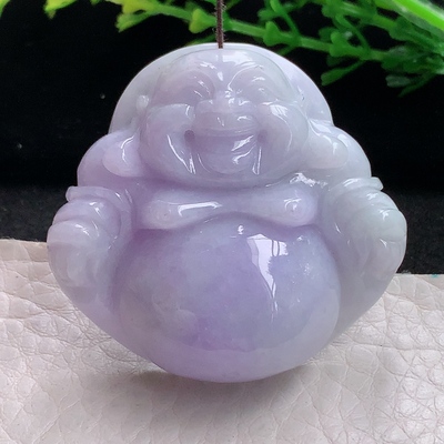 zen自然光41.5*43.9*13.7天然缅甸翡翠紫罗兰大佛公 弥勒佛玉吊坠