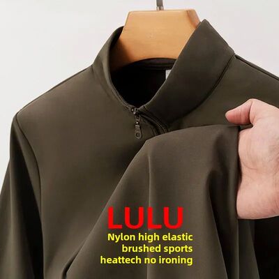 Men's Lulu Style Polo Shirt Long Sleeve Warm Brushed Fleece