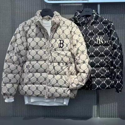 韩国潮牌MLB专柜正品秋冬款立领菱格老花短款保暖羽绒服3ADJM0826