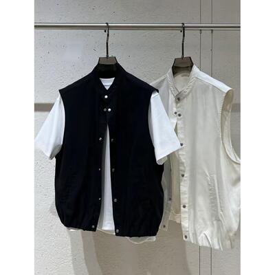 春夏款男士莱赛尔复古松弛感亚麻棉混纺薄款无袖马甲百搭坎肩上衣