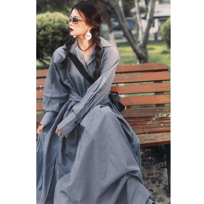 复古超长混纺条纹腰带