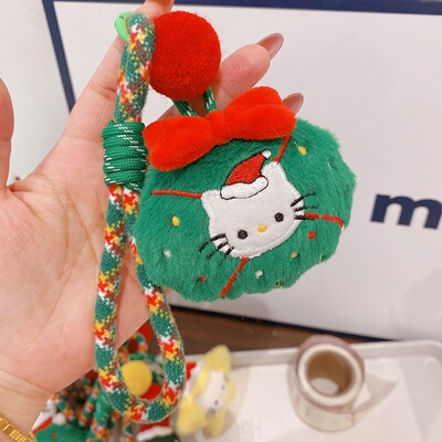 HD11222A05绿色系圣诞小雪人车钥匙扣挂件包包挂饰可爱节日礼物女