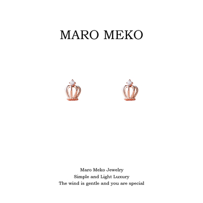 MaroMeko玫瑰金色小皇冠耳钉