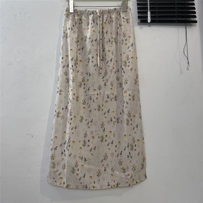 2026夏季碎花抽绳棉麻直筒裙
