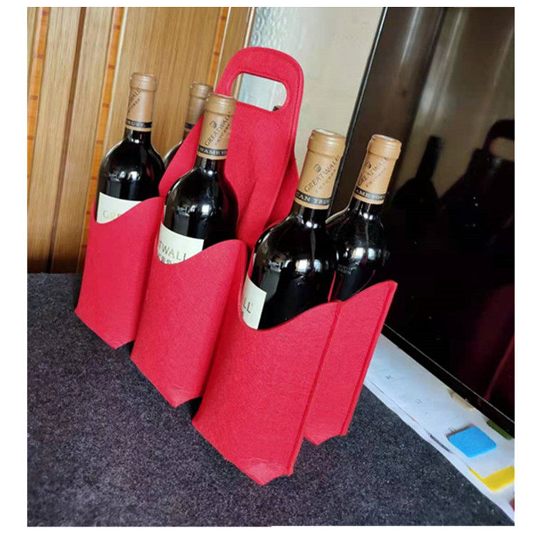 高档加厚毛毡袋红酒礼品包装袋葡萄酒手提节日礼袋四支六支可定制