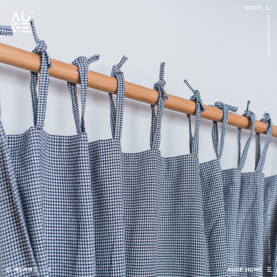 复古民宿INS风千鸟格亚麻窗帘