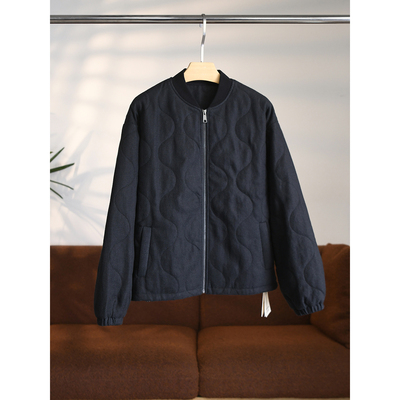 【颖颖家】意大利进口软亚麻波浪纹绗缝环保羊毛内胆短外套 W1825