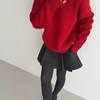 glog2025冬季100%羊毛小翻领毛衣