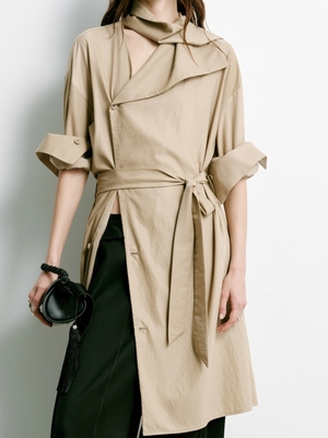 顺丰包邮 UNCODED｜2026春夏新款卡其色时尚休闲显瘦百搭连衣裙