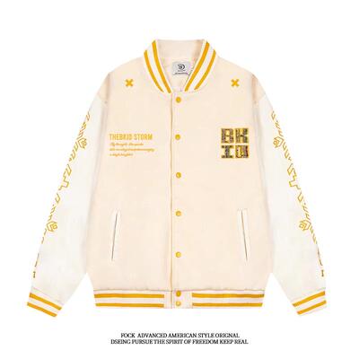 FOCK美式复古字母刺绣夹克