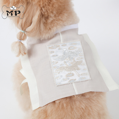 韩代宠物仙鹤花刺绣韩服系带披风