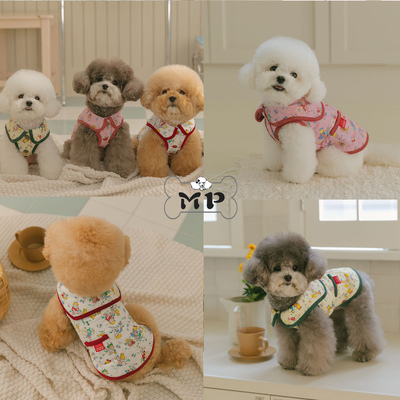 韩代秋冬宠物童话印花翻领棉马甲