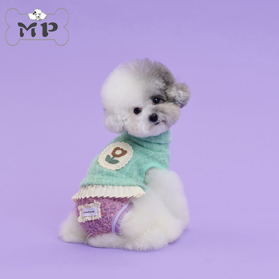 韩代宠物秋冬针织拼接连身裤