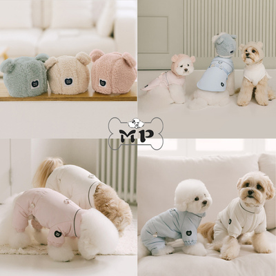 韩代宠物冬牵引背心四脚衣绒帽