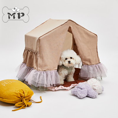 韩代宠物荷叶边可拆洗帐篷房子