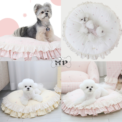 韩代宠物可爱荷叶边可拆洗窝垫