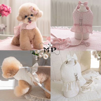 韩代宠物秋冬豹纹胸背牵引绳发夹