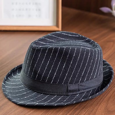 秋冬英伦格纹毛呢男士爵士帽