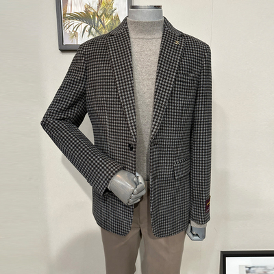 冬款BASSO小格纹休闲西服外套