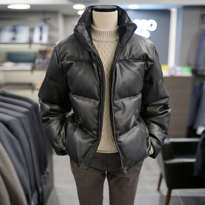 BASSO韩风立领休闲仿皮皮衣夹克