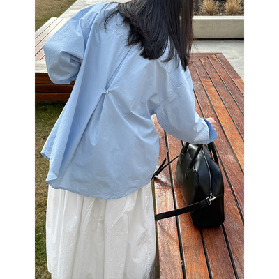 极简高级感宽松长袖收腰衬衫女