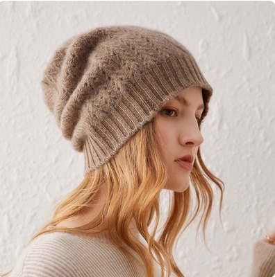 纯山羊绒针织帽大头围保暖