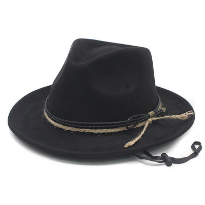复古西部牛仔帽子翘边仿麂皮绒