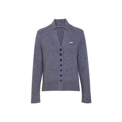 艺术针织灰色高织超细山羊绒开衫