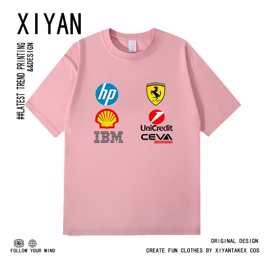 法拉利车队同款T恤男女夏款薄款FI赛车方程式美式宽松衣服潮牌